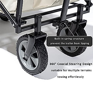 Garden Folding Trolley Portable Collapsible Outdoor Utility Wagon Picnic Camping Cart 80KG Max Load Push Wagon Sturdy Lightweight Beach Outdoor Garden Picnic Cart,White