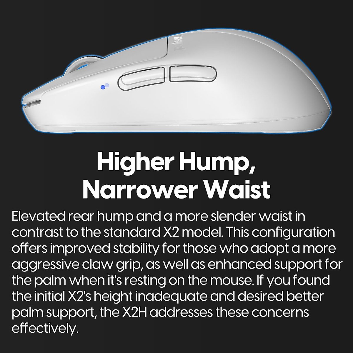 Pulsar Gaming Gears X2H Wireless Gaming Mouse, Ultra Lightweight 1.90 oz (54 g), Symmetrical, Optical Switch, 2.4 Ghz 1 ms, 26000 DPI, PAW3395 Sensor (Medium, Wireless, White)