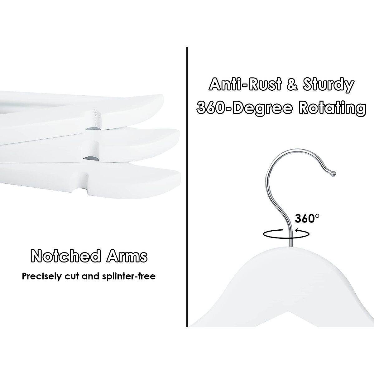 StorageWorks White Wood Hanger, Natural Wood Hangers 20 pack, White Wooden Hangers for Closet, Wooden Coat Hangers for Coats, Shirts, Bridesmaid Suits, Wedding Dress