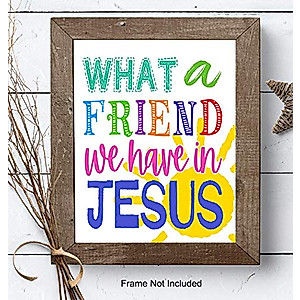 Religious Wall Decor - God Wall Decor - Christian Wall Art for Boys or Girls Room Decor, Kids Bedroom, Sunday School, Church - Catholic Gifts - Bible Verse Wall Art - Scripture Wall Decor Picture