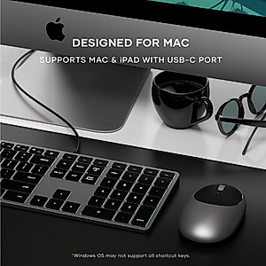 Satechi Slim W3 Wired Backlit Keyboard with Numeric Keypad – Illuminated Keys & USB C Connection – for MacBook Pro, MacBook Air, iPad Pro, iMac and More