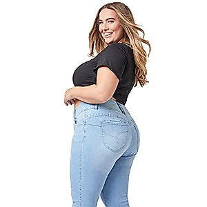 YMI Women’s Mid Rise Skinny Jeans, Wannabettabutt, Sustainably Made, Zip Fly, 3-Button, Fitted, Trendy, Butt-Lifting Stretchy Denim, Mid Waisted Jean, Full Length