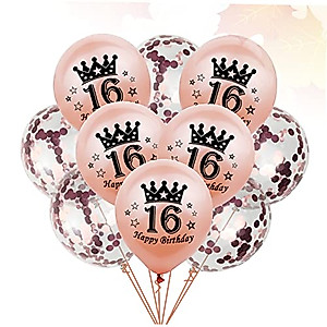 NOLITOY 20pcs 16 confetti balloons party balloons supplies printing balloons number ballons rose gold balloon garland decor birthday balloons latex balloons decorate balloon supplies baby