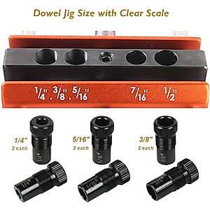 O'SKOOL Self Centering Dowel Jig Kit Drilling Guide Bushings Set 6 inch Wood Wide Capacity Doweling Jig Puncher Locator Joints Tool