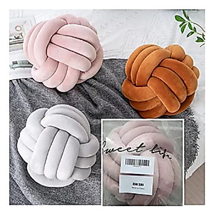 XIA ZHI Handmade Velvet Knot Ball Plush Throw Pillow -Elegant Cozy Toy Gift Home Bedroom Couch Office Sofa Decoration 8.66 inch (Light Grey)