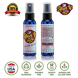 Spin iT Football Grip Spray - Firm Grip With or Without Football Gloves - Compliment to Football Training Equipment & Football Accessories - Increased Football Grip Playing Youth Football (2 oz)