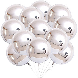KatchOn, Big Silver Mylar Balloons - 22 Inch, Pack of 12 | Silver Foil Balloons | Silver Balloons, Silver Chrome Balloons | Mirror Balloons, New Years Balloons for New Years Eve Party Supplies 2025