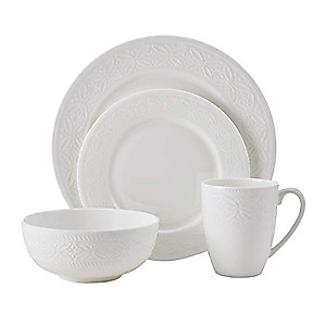 Mikasa Indira Chip Resistant 16-Piece Dinnerware Set, Service For 4, White