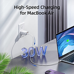2Pack USB C Charger, 30W PD QC 3.0 Dual Port Type C Charger Fast Charging Block, GaN USB C Wall Plug Adapter for MacBook Air/iPhone 15/14 Pro/14 Pro Max/14 Plus/13/12, Samsung iPad Pro Google AirPods