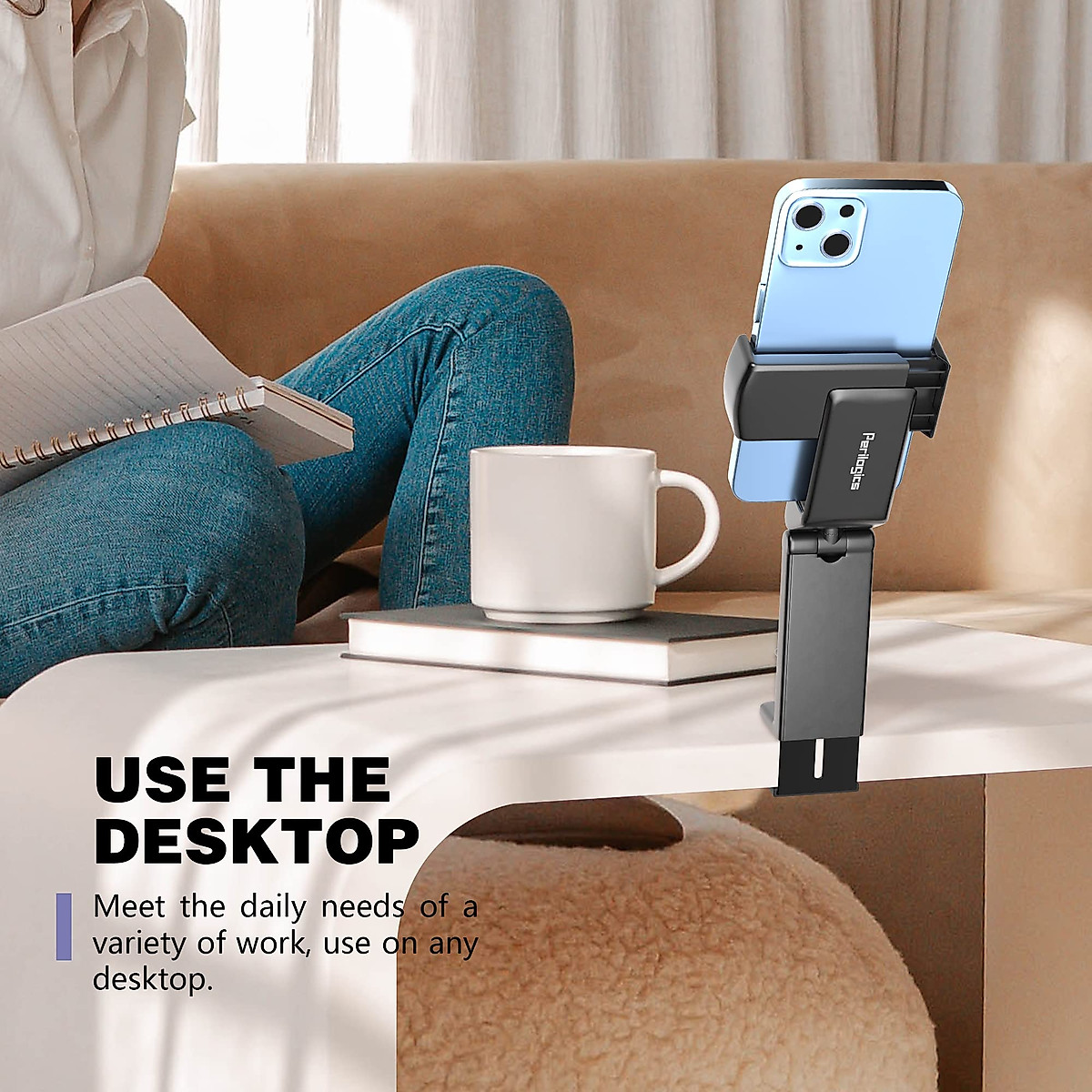 Perilogics Airplane Phone Holder Mount Universal in Flight Hands Free Viewing with Multi-Directional Dual 360 Degree Rotation (Black/Black)