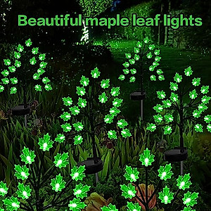 Thanksgiving Decorations Outdoor Solar Lights - 2PACK 40LED Maple Tree Solar Thanksgiving Lights for Fall Decorations,Waterproof Solar Fall Lights for Autumn Harvest Festivals Outside Yard Decor,Green
