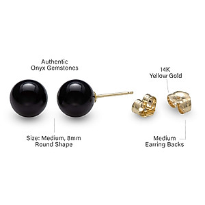 14kt Yellow Gold 8mm Black Onyx Stud Earrings