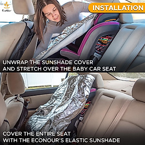 EcoNour Baby Car Seat Sun Shade Cover | Infant Car Seats Heat Protector Keeps Your Toddler Baby Seat at a Cool Temperature | Reflective Baby Seat Covers for Car Seats | Baby Travel Accessories