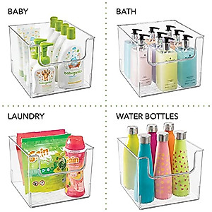 mDesign Plastic Home Storage Organizer Bin for Cube Furniture Shelving in Office, Entryway, Closet, Cabinet, Bedroom, Laundry Room, Nursery, Kids Toy Room - Open Front - 2 Pack - Clear