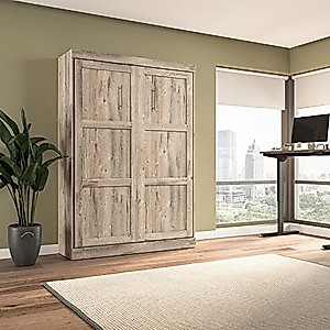 BESTAR Pur Murphy, Space-Saving Wall Bed for Multipurpose Guest Room or Home Office, Full, Rustic Brown