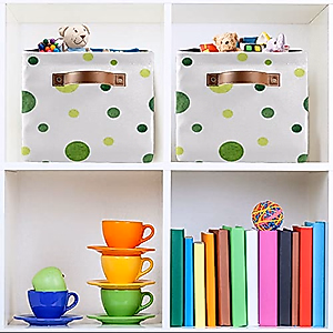 xigua Collapsible Storage Basket Green Peas Shelf Baskets with Handles for Houseroom / Children’s Room / Closet, 14.2（L）x 10.2（W）x 8.3（H）, 1 PC