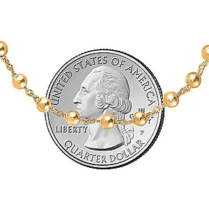 Savlano 925 Sterling Silver Italian Rosary Solid Bead Chain Cross Pendant - 18K Gold Plated 7 Inches Bracelet Comes With Gift Box for Women - Made in Italy (7, 5mm)