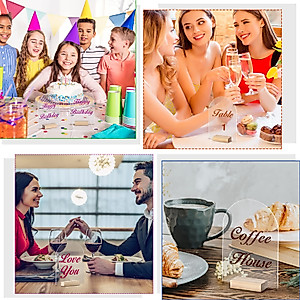 Yalikop 12 Pack Acrylic Sign Holder with Wood Base Acrylic DIY Signs Acrylic Table Numbers Modern Signs Plaque Acrylic Vertical Table Decor for Wedding,Restaurant, Store, Office, Hotel(4 x 6 Inch)