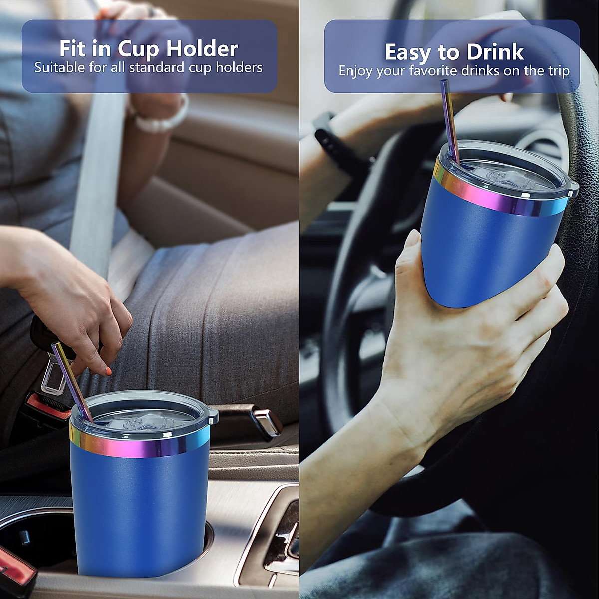 Icesip 8pack 20oz Tumbler with Lid And Straw,Stainless Steel Vacuum Insulated Mug,Double Wall Durable Powder Coated Coffee Cup for Cold & Hot Drinks,Insulation Travel Tumblers Cups