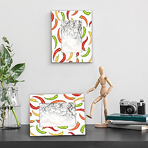 Pardick Colorful Chilli Pepper 8x10 Picture Frame, Red Yellow Green Chilli Wooden Photo Frames for Tabletop and Wall Display, Picture Frame Home Decor