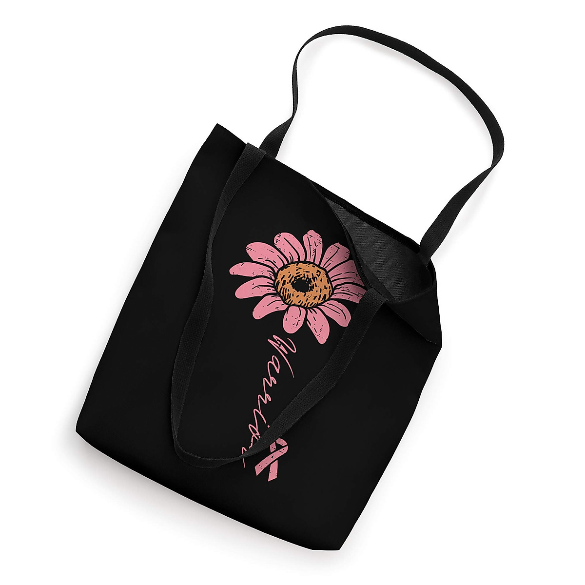 Sunflower Warrior Pink Ribbon Breast Cancer Awareness Women Tote Bag
