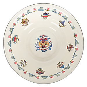 DOITOOL Metal Wash Basin chinese propane bowl enamel bowl with lid retro wedding soup bowl salad fruit serving bowl chinese decor 30cm camp cookware white collapsible bowls for camping Enamel Bowls