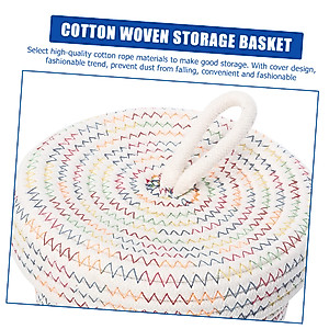 Angoily 1pc Grocery Basket Small Skincare Organizer Storage Baskets with Lid Nursery Woven Basket Woven Rope Shelf Basket Rattan Flower Basket White Oversized Hanging Basket Cotton Rope
