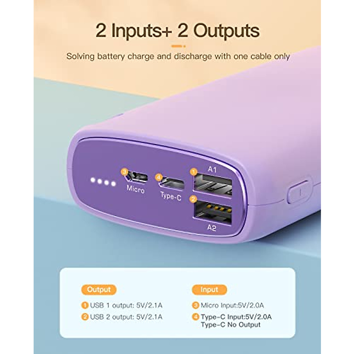 Kuulaa Portable Charger 26800mAh, High Capacity Power Bank, Dual-Input and Dual-Output Battery Pack USB C, Cell Phone Battery Chargers for iPhone, Samsung Galaxy, Google LG & etc