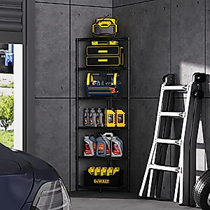 6 Tier NSF Metal Corner Shelf Wire Shelving Unit, 420lbs Capacity Heavy Duty Adjustable Storage Rack with Shelf Liners for Closet Kitchen Bathroom Garage Basement, 72" H x 18" L x 18" D - Black