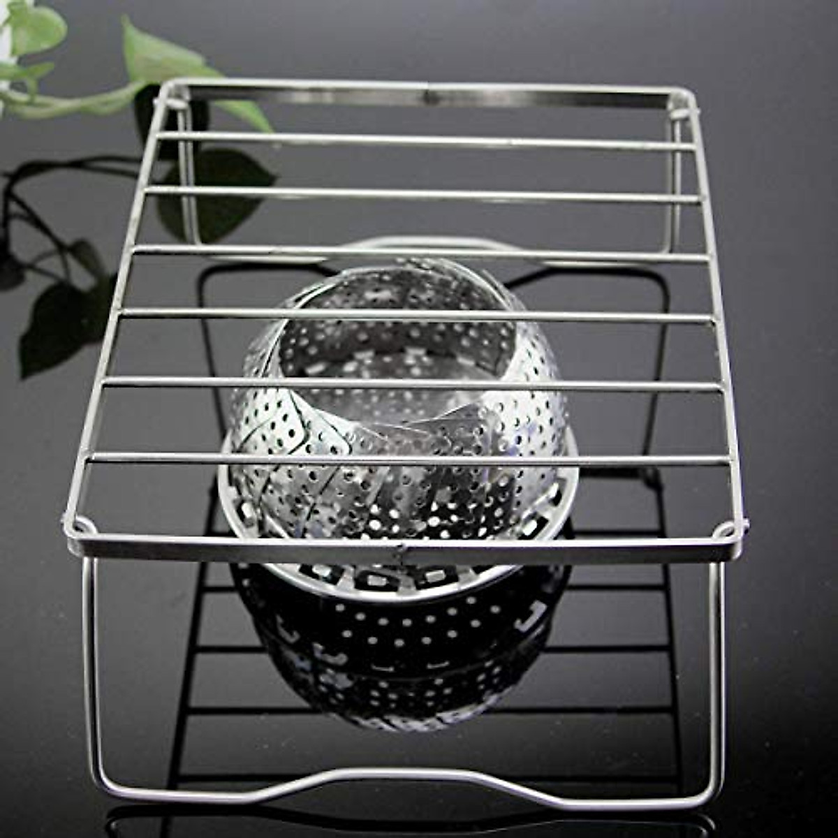 FBWSM Portable Camping Grill Mini Stainless Steel BBQ Grill Folding Compact Barbeque Grill for Picnics, Backpacking, Backyards, -17 * 15.5 * 9.5cm