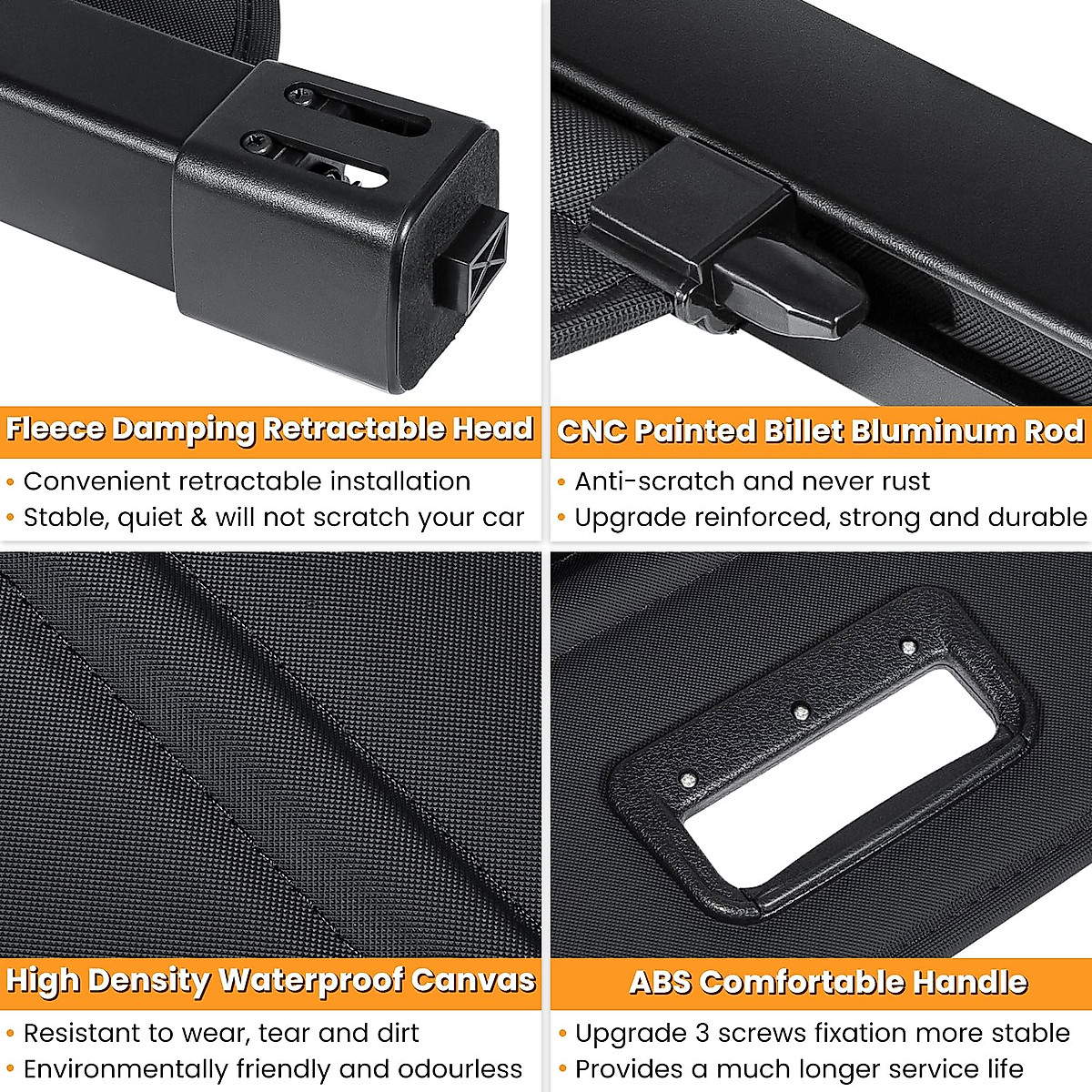 Trunk Cargo Cover for Ford Escape 2013 2014 2015 2016 2017 2018 2019 Retractable Rear Trunk Cargo Luggage Security Shade Cover Shield Interior Accessories Waterproof All Weather (Black)