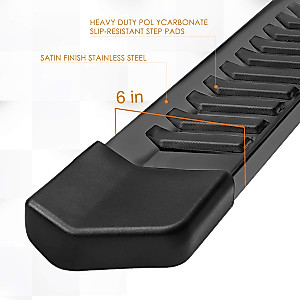 [Pair] 6 Inch Black Stainless Running Boards/Side Steps/Nerf Bars Compatible with 04-14 Ford F-150 Extended Cab