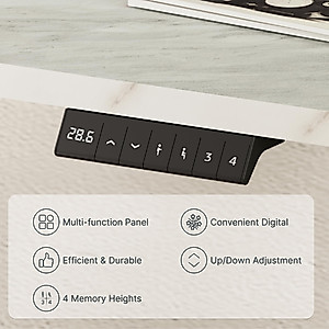 FLEXISPOT EN1 Height Adjustable Standing Desk 55 x 28 Inches Whole-Piece Desktop Electric Stand Up Desk Ergonomic Memory Controller (Black Frame + 55" Marble Grey Top, 2 Packages)