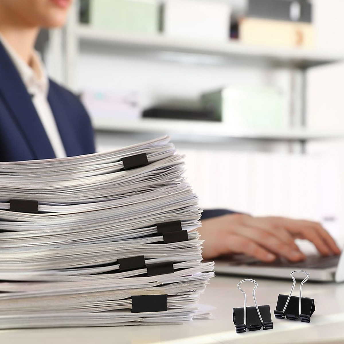 Medium Binder Clips 1.25 Inch Black 36 PCS, Binder Clips 32mm for Teacher School Office and Business