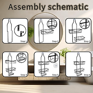 GOHOLE Shower Caddy Over Shower Head, Hanging Shower Organizer, Over the Shower Head Caddy, with Soap Basket and 12 Hooks for Razor Sponge Towels, Black