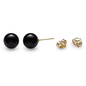 14kt Yellow Gold 8mm Black Onyx Stud Earrings