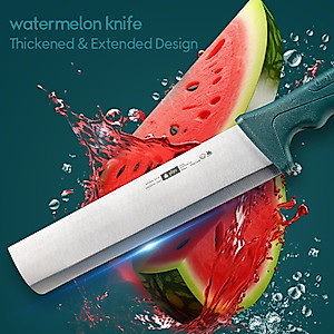 Plys Vegetable Knife 8-inch Lettuce Knife Sharp Watermelon Knife and Fruit Cutting Knife High Carbon Stainless Steel Produce Knife Ergonomic Handle for Home Kitchen and Restaurant- Dark green