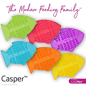 Lickimat Casper & Felix, Fish-Shaped Cat Slow Feeders Lick Mat, Boredom Anxiety Reducer; Perfect for Food, Treats and Anxiety Reduction. (Orange & Turquoise)