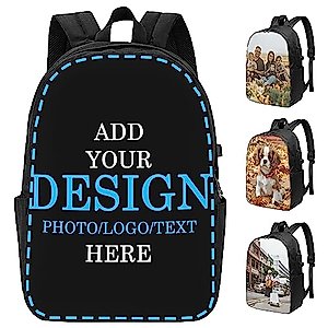 buxvhre Custom Backpack Personalized Men and Women Travel Knapsack Add Your Photo Text Logo Customized Laptop Bag for Work