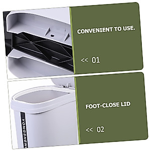 Outanaya Plastic Trash Can, 13 Gallon Capacity, Grey Color, Foot-Close Lid, No Odor