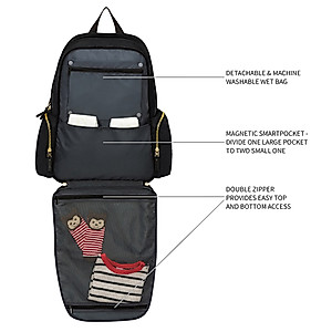 Ethan & Emma Baby Diaper Bag Backpack-Durable for Travel, Extra Storage -Black