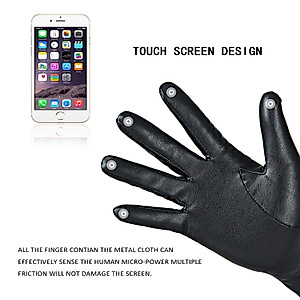 REDESS Winter Leather Gloves for Women, Wool Fleece Lined Warm Gloves, Touchscreen Texting Thick Thermal Snow Driving Gloves