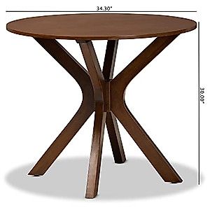 Baxton Studio Kenji Modern and Contemporary Walnut Brown Finished 35-Inch-Wide Round Wood Dining Table