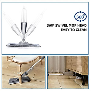 Microfiber Spray Mop for Floor Cleaning with 5 Washable Pads,360 Degree Spin Dust Mop with Mop Holder and Scraper for Home Kitchen Bathroom,Dry Wet Flat Mop for Wood Laminate Ceramic Hardwood Tile