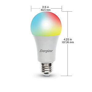 Energizer Connect Smart A19 LED White & Multi-Color RGB Light Bulbs with Voice Control and Remote Access Through Your Smartphone | Compatible with Alexa and Google Assistant, 2 Pack