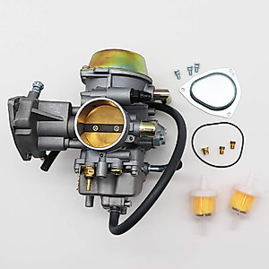 KIPA Carburetor For Yamaha RHINO 660 YFM660 YXR660FA YXR660FSE YXR660FH YXR660 Hunter UTV ATV 2004 2005 2006 2007 Replace OEM part number 5KM-14901-00-00 2Pcs New Main jets & 2Pcs Fuel Filters