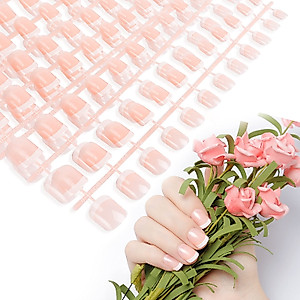 240 Pcs French Press on Nails Natural Short False Nails Solid Color Full Cover Fake Nails Artificial Acrylic Nails for DIY Nail Art Salon Women Girls