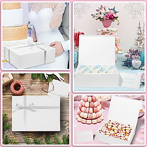 YOXIFUFA 12 pcs Large White Gift Box with Lid,12x9x4 Inch Collapsible Gift Wrap Box with Ribbon, Party Favor Boxes for Presents, Valentine's Day,Wedding, Party Favor,Birthday, Bridesmaids Gifts
