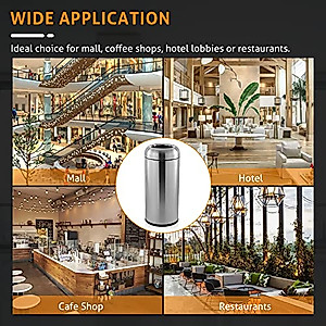 WICHEMI Trash Can Outdoor Indoor Garbage Enclosure, Commercial Trash Bin with Lid Open Top Inside Cabinet Large Garbage Can Stainless Steel Industrial Waste Container (Silver)