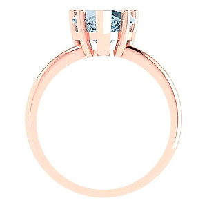 Clara Pucci 2.0 ct Heart Cut Solitaire Blue Simulated Diamond 5-Prong Engagement Bridal Promise Anniversary Ring 18K Rose Gold Size 11